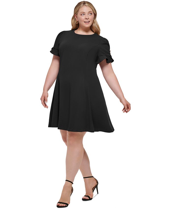 Dkny Plus Size Flounce Sleeve Fit And Flare Dress Macys