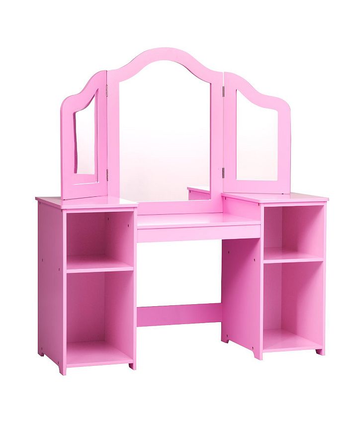 Costway Vanity Table Set Makeup Dressing Kids Girls Study Table Tri ...
