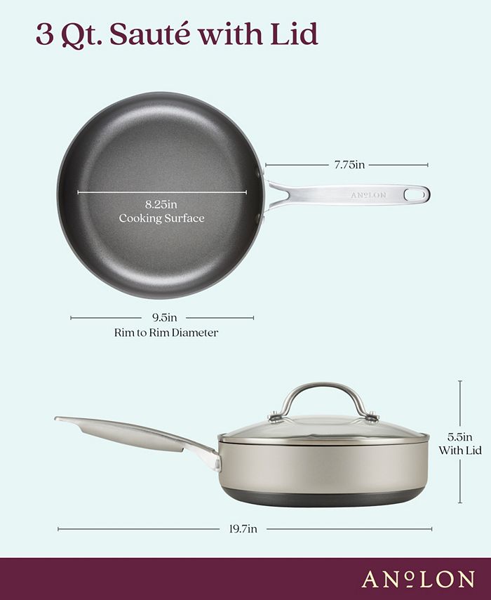 Anolon Achieve Hard Anodized Nonstick 3 Quart Saute Pan with Lid - Macy's