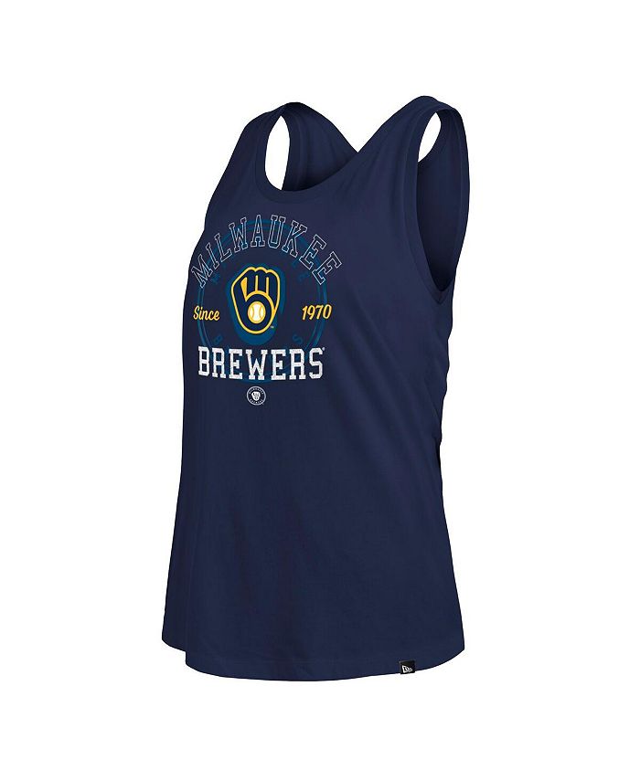 New Era Women's Navy Milwaukee Brewers Open Back Tank Top - Macy's