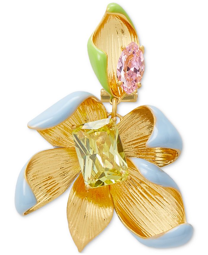 kate spade new york Gold-Tone Multicolor Cubic Zirconia Flower Drop ...