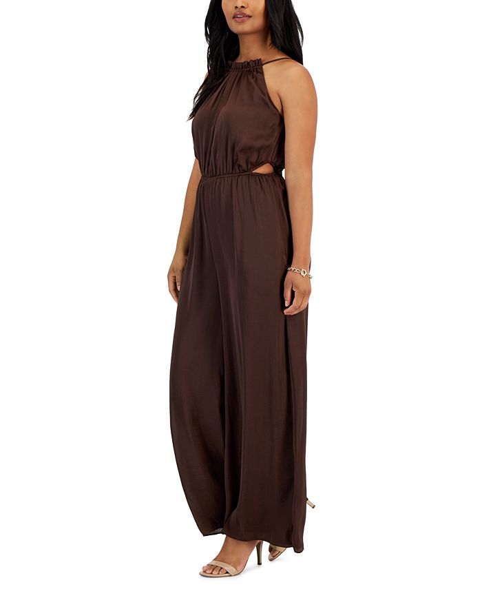 Taylor Women's Side-Cutout Halter-Neck Jumpsuit - Macy's