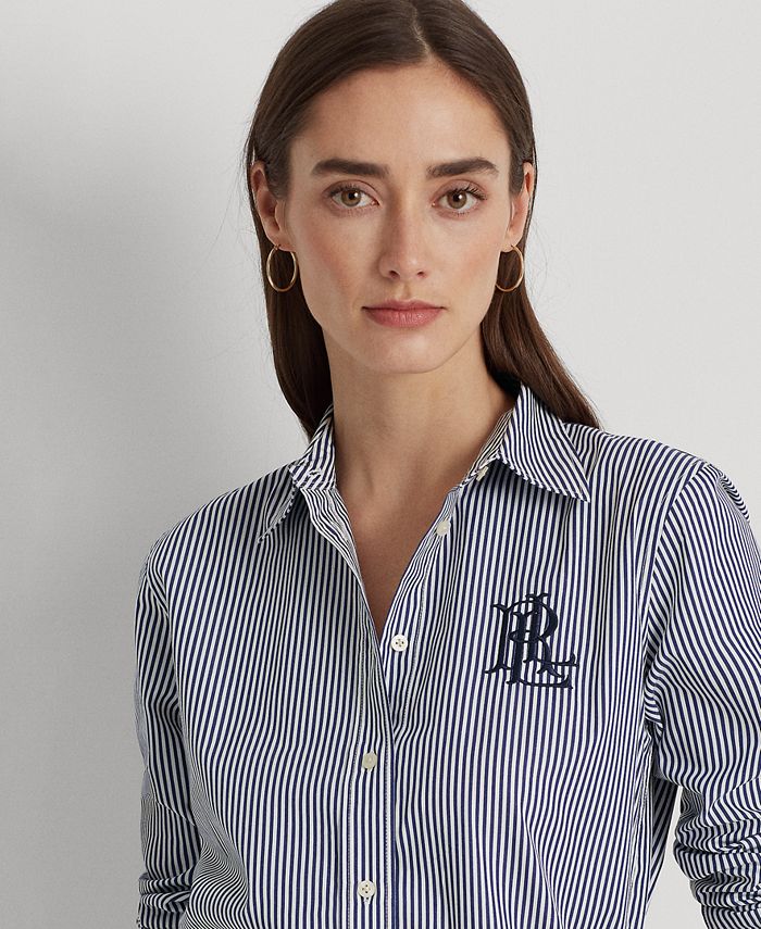Lauren Ralph Lauren Womens Striped Cotton Broadcloth Shirt Macys