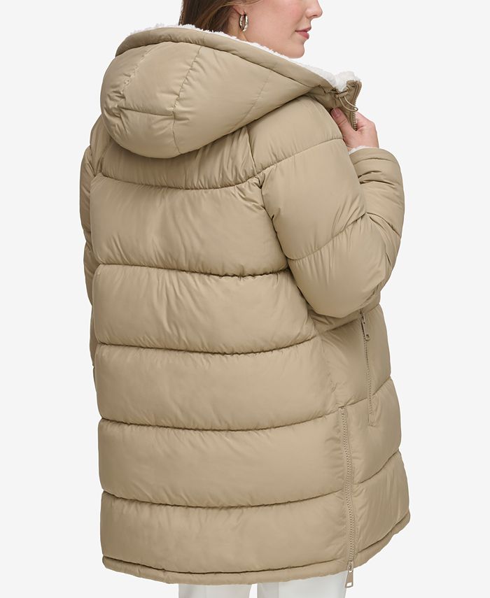 Calvin Klein Women's Faux-Fur-Lined Hooded Puffer Coat - Macy's