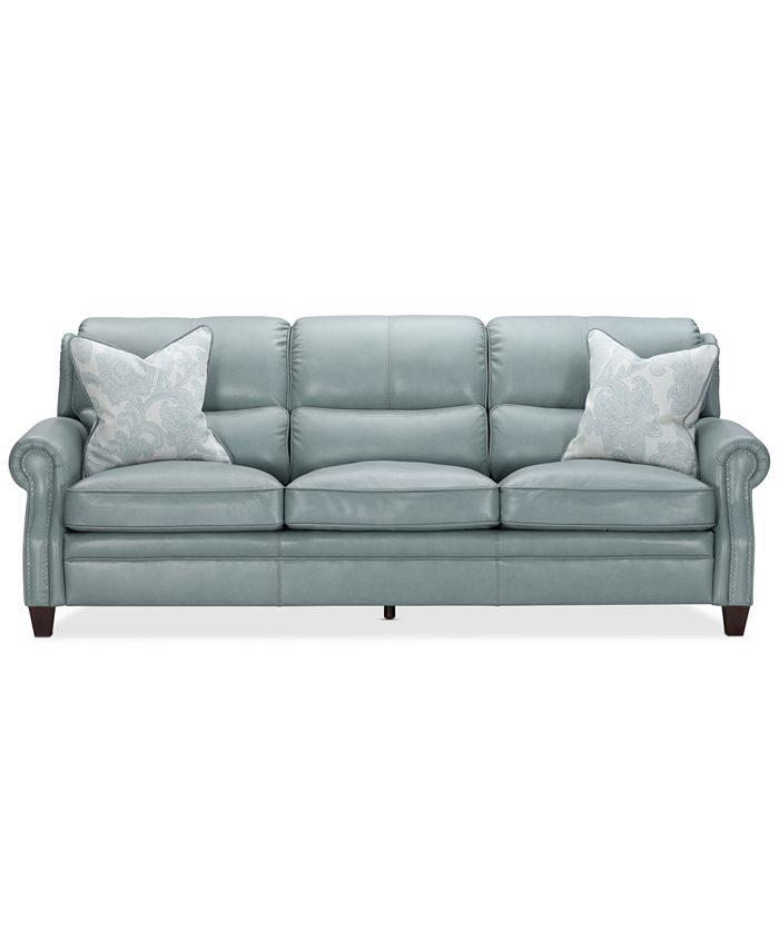 Furniture CLOSEOUT! Marick 93" Leather Roll Arm Sofa, Created for Macy ...
