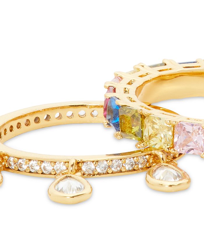 kate spade new york Gold-Tone 3-Pc Set Mixed Stone Stack Rings - Macy's