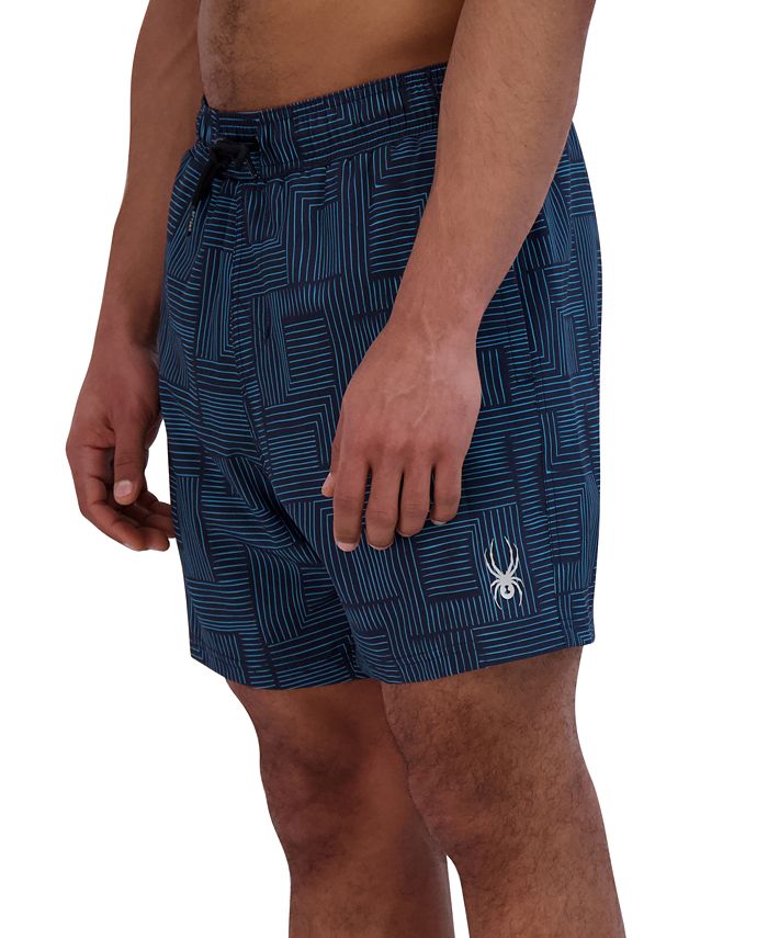 Spyder Men's Geo-Print 7" Swim Trunks with Comfort Liner - Macy's