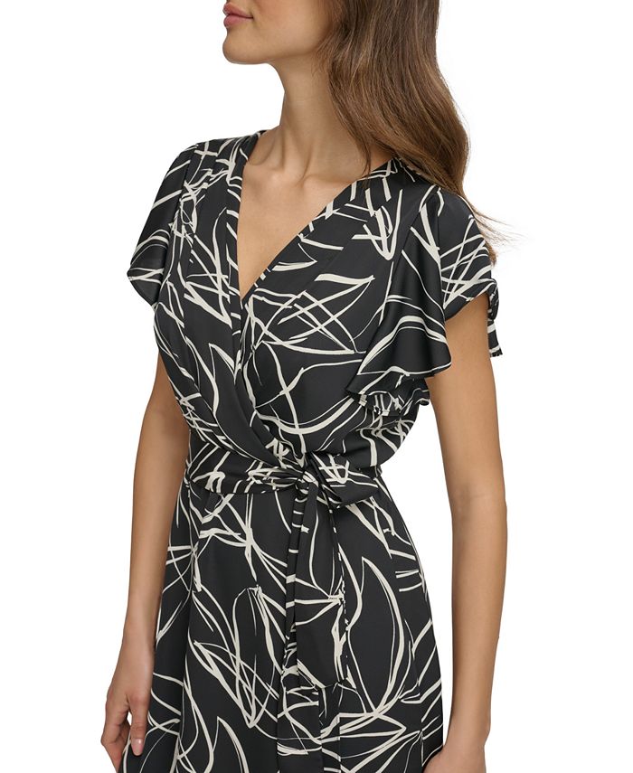 DKNY Women's Surplice V-Neck Flutter-Sleeve Midi Dress - Macy's