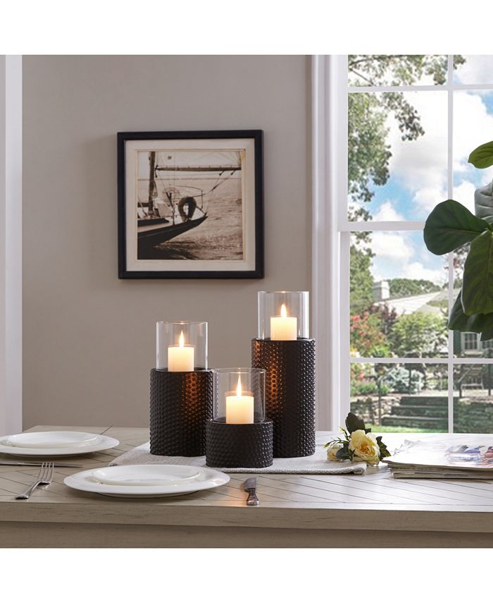 Danya B Contemporary 3-Piece Candle Holder Set with Clear Glass ...