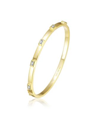 14k Gold Plated Cubic Zirconia Bangle Box Clasps Bracelet - Macy's