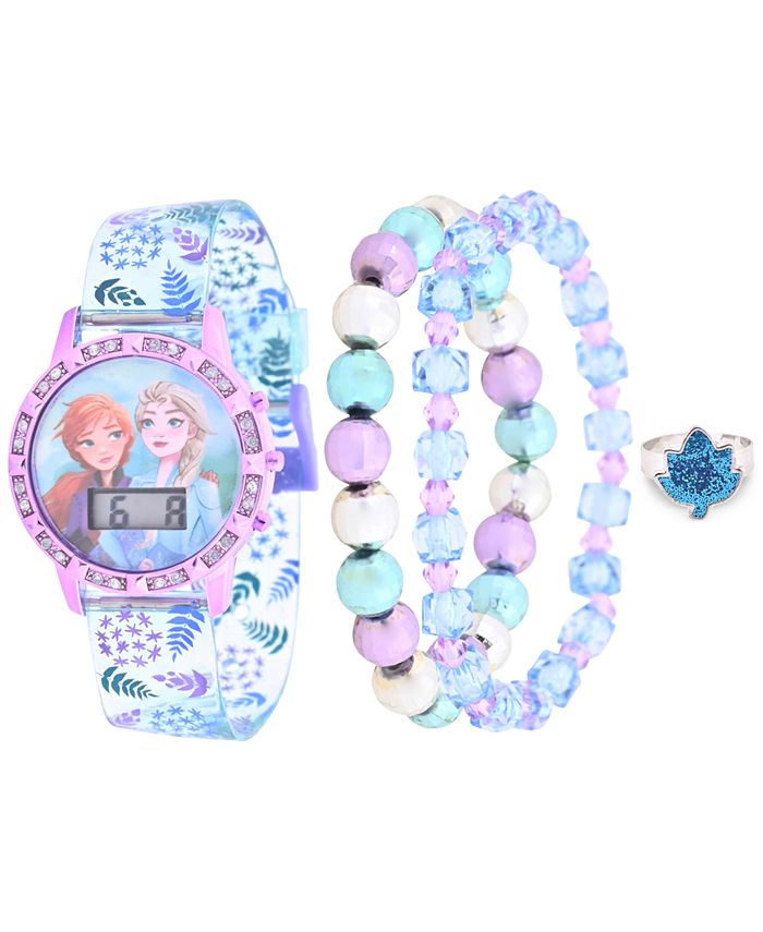 Accutime Girls' Digital Disney Frozen Light Blue Silicone Strap Watch ...