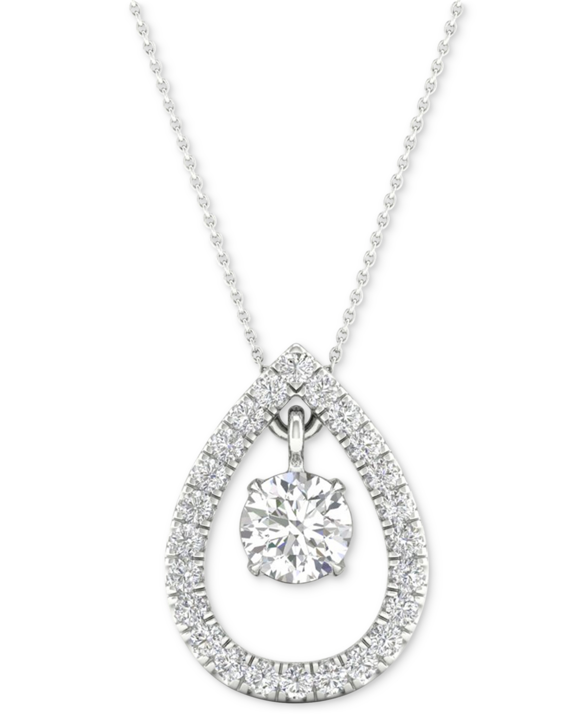 Click here for Diamond Orbital Halo Teardrop Pendant Necklace (1/... prices