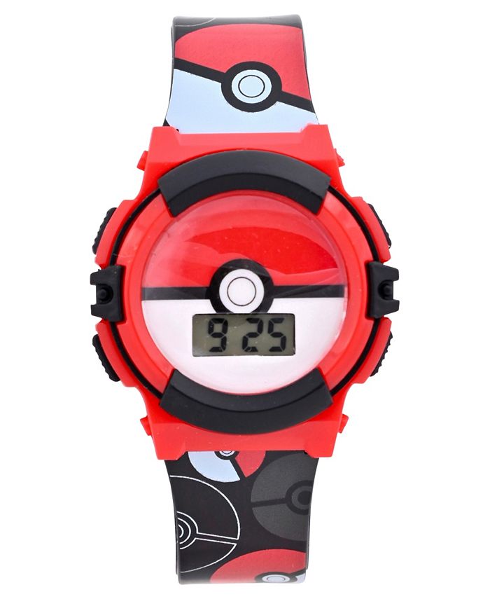 Accutime Kids Unisex Pokemon Poke Ball Black Silicone Strap Watch 38mm ...