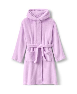 Lands' End Little Girls Fleece Hooded Robe - Macy's
