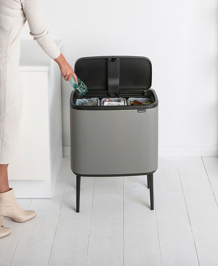 Brabantia Bo Touch Top Multi Compartment Trash Can, 3 x 3 Gallon, 3 x ...