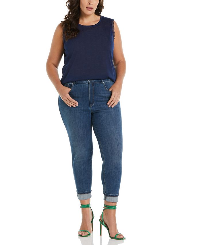 ELLA Rafaella Plus Size Crochet Trim Sleeveless Top - Macy's