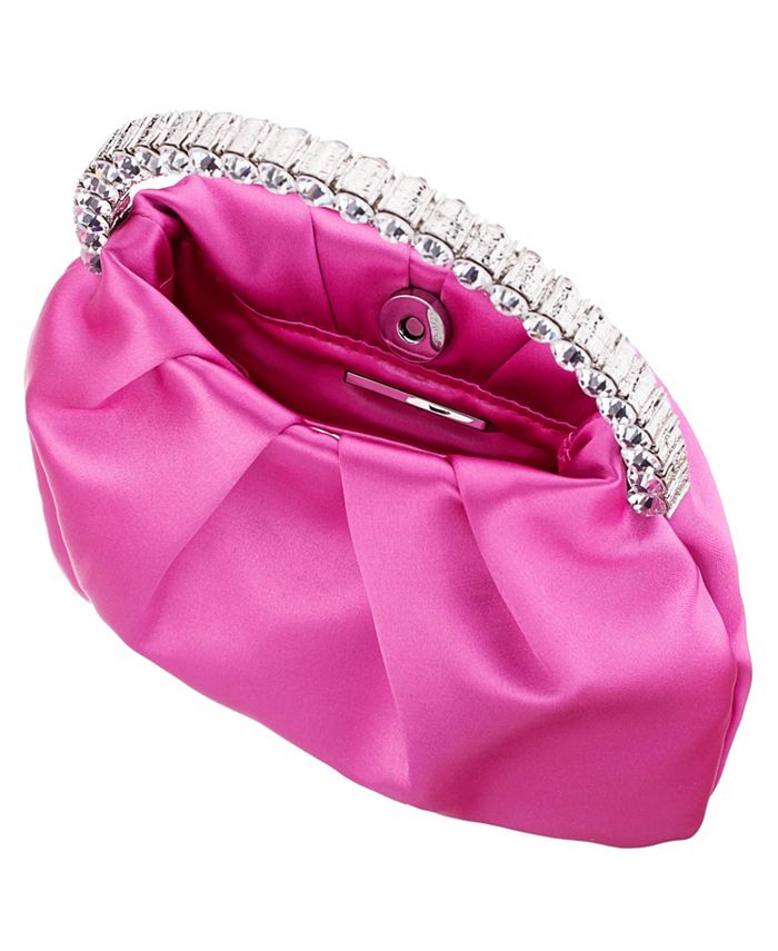 Nina Crystal Handle Satin Pouch Bag - Macy's