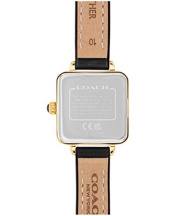 COACH Women's Cass Signature Horse and Carriage Black Leather Strap ...
