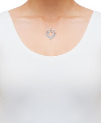 Diamond Wrapped Heart Pendant Necklace 1 2 ct. t.w. in 14K Rose Gold Plate Sterling Silver Rose Gold Plate Sterling Silver