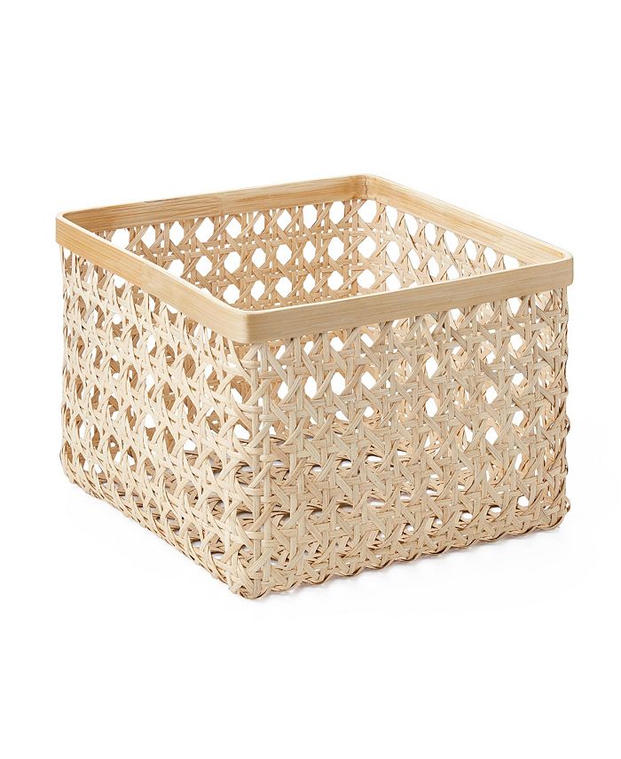 Baum 2 Piece Square Natural Cane with Bamboo Rim - Macy's
