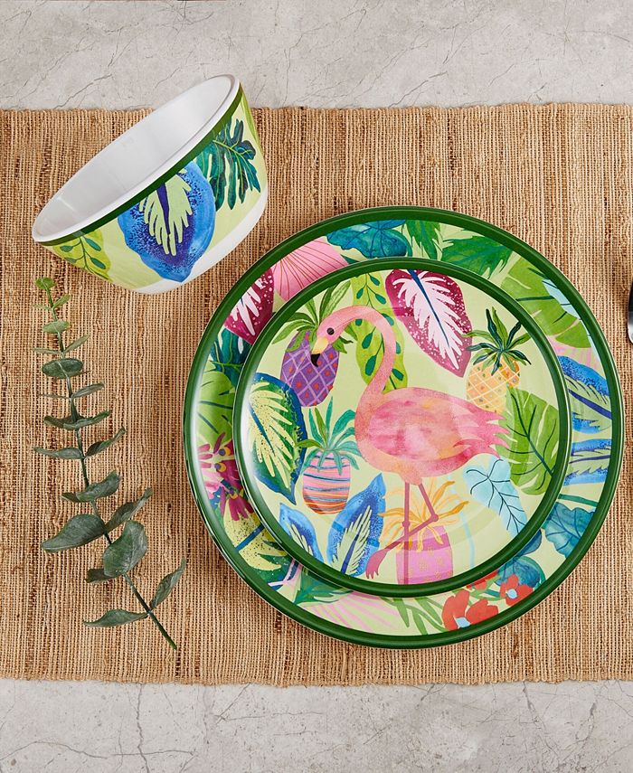 Fitz and Floyd Tropical Fun Melamine 12 Piece Dinnerware Set, Service ...