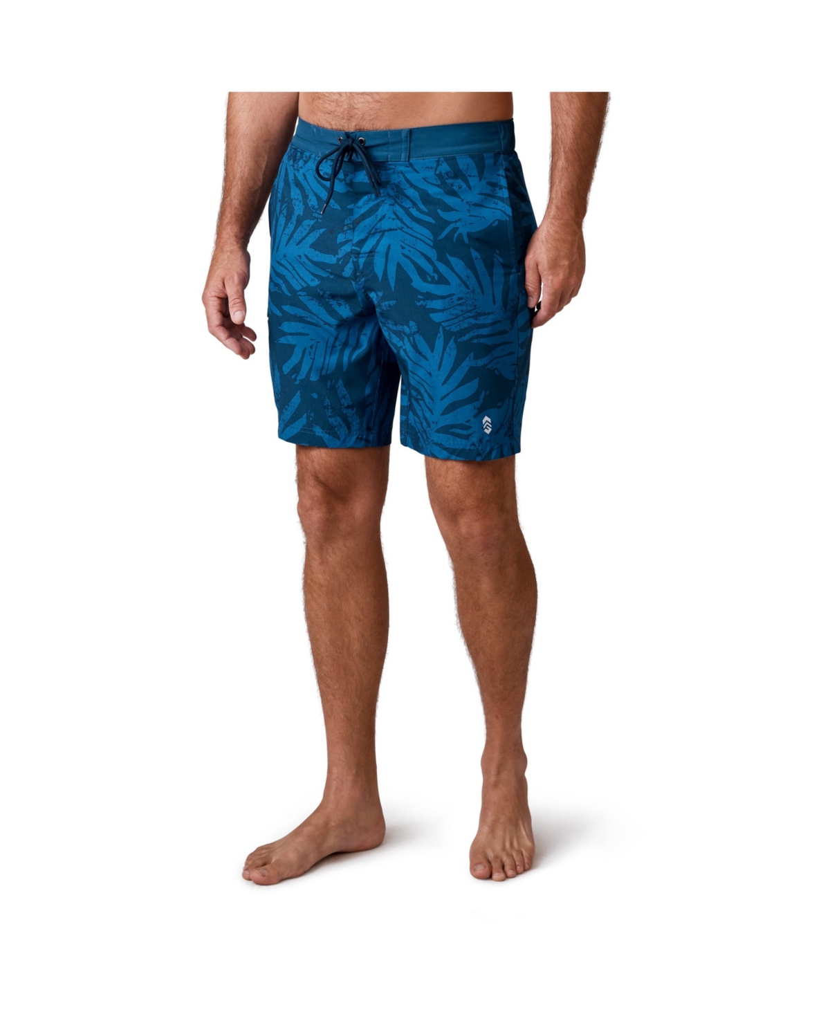 Free Country Men's Palm Block Cargo Surf Swim Short In Dark Navy Palm ...