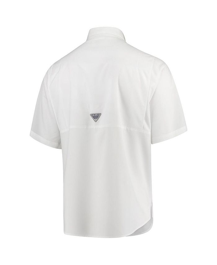 Columbia Mens White Oklahoma Sooners Pfg Tamiami Omni Shade Button