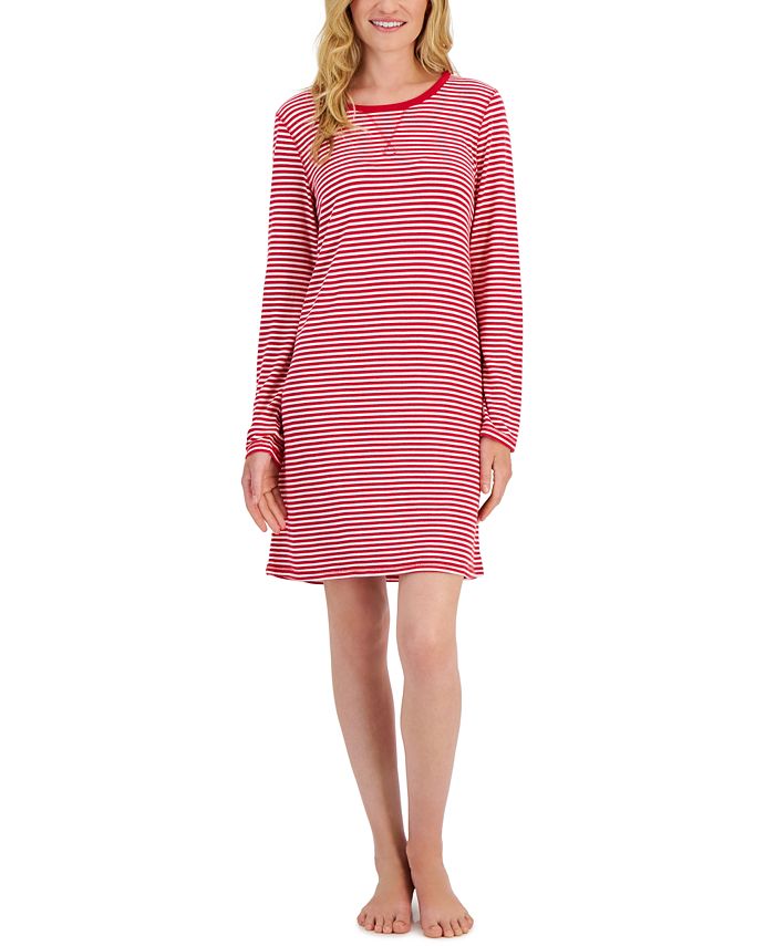 Charter Club Women's Printed Long-Sleeve Soft Knit Sleepshirt, Created ...