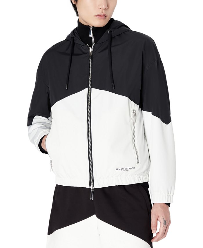 A|X Armani Exchange Men's Reversible Zip-Front Two-Tone Hooded ...