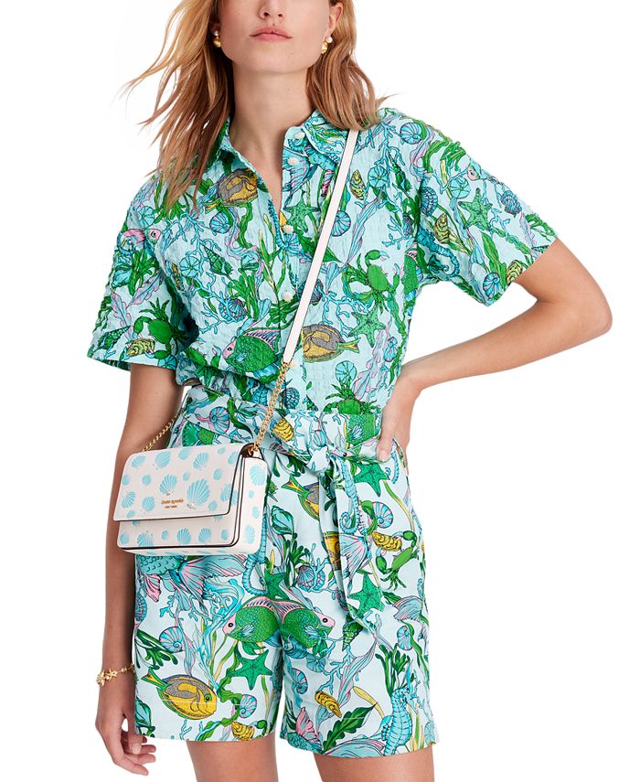 kate spade new york Morgan Seashell Embossed Saffiano Leather Flap ...