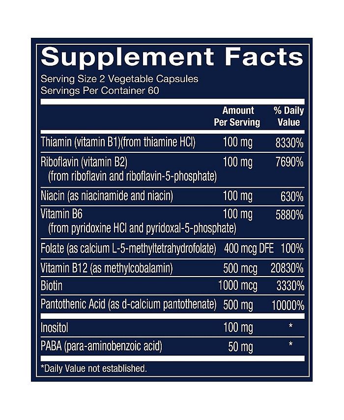 Vthrive Bioactive B-Complex - Vitamin B + Active Coenzymes for Energy Production (120 Vegetable ...