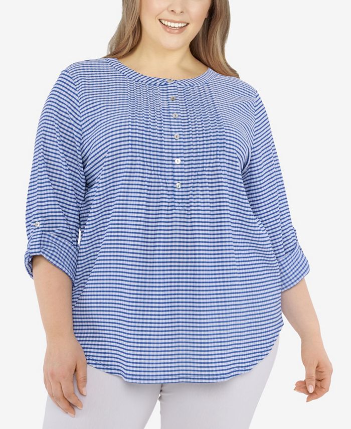 Ruby Rd. Plus Size Knit Gingham Print Top - Macy's