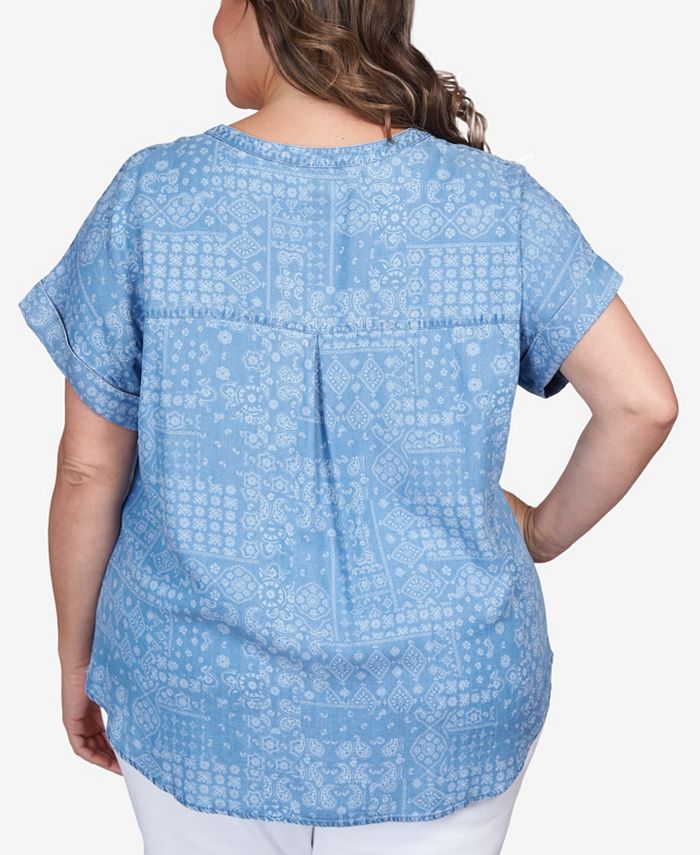 Ruby Rd. Plus Size Woven Bandana Print Top - Macy's