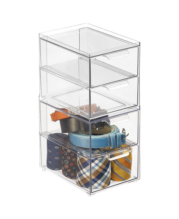mDesign Stackable Plastic Storage Closet Bin Boxes with Pull-Out ...