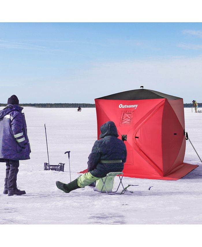 Outsunny 2 Person Ice Fishing Shelter, Waterproof Oxford Fabric ...