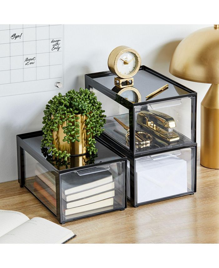 mDesign Plastic Office Storage Stack Organizer with Drawer, 4 Pack - Macy's