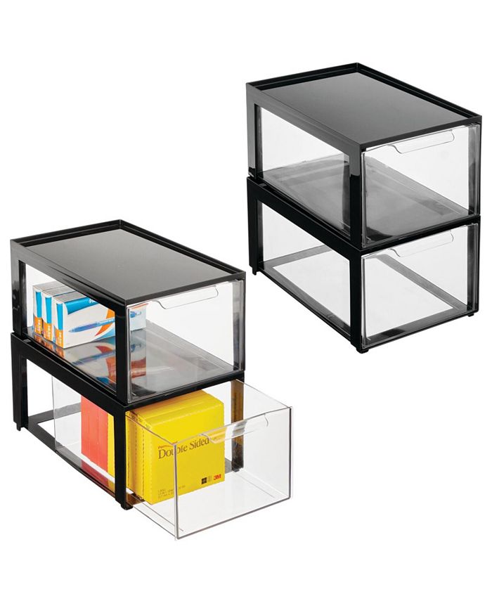 mDesign Plastic Office Storage Stack Organizer with Drawer, 4 Pack - Macy's