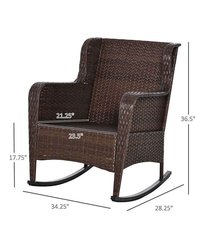 Outsunny Outdoor Wicker Rocking Chair w/Wide Seat, Thickened Cushion ...