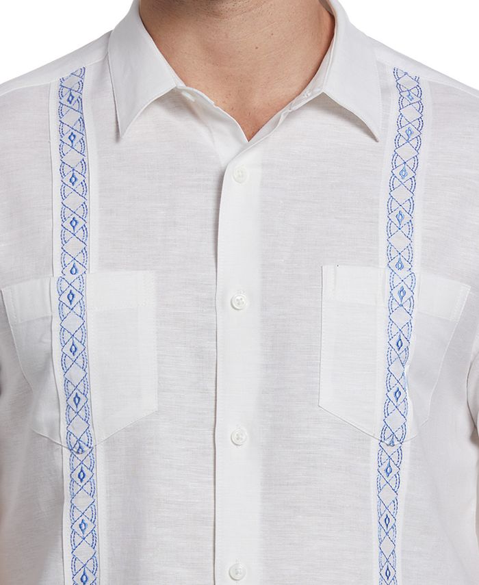 Cubavera Men's Contrast Embroidered Panel Button-Down Guayabera Shirt ...