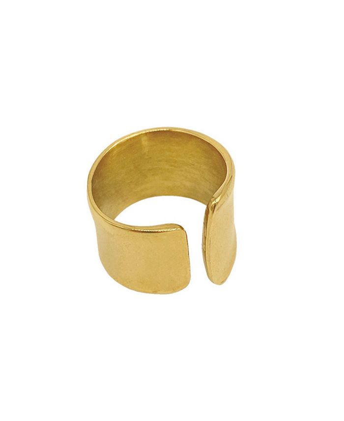 ADORNIA 14K Gold Plated Tall Open Band Ring - Macy's