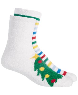Charter Club Women's 2-Pack Holiday Fuzzy Butter Socks - Macy's