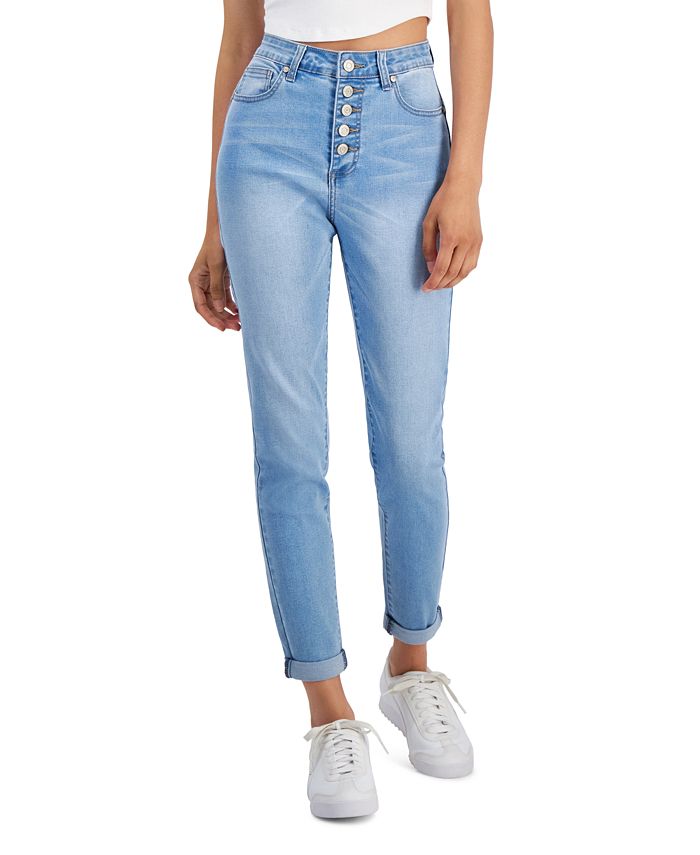 Gogo Jeans Juniors' Exposed Button-Fly Cuffed Skinny Jeans - Macy's
