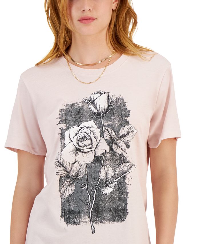Rebellious One Juniors' Faded Rose Short-Sleeve T-Shirt - Macy's