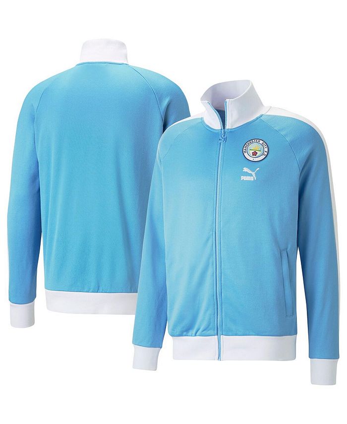 Puma Men's Sky Blue Manchester City ftblHeritage T7 Raglan Full-Zip ...