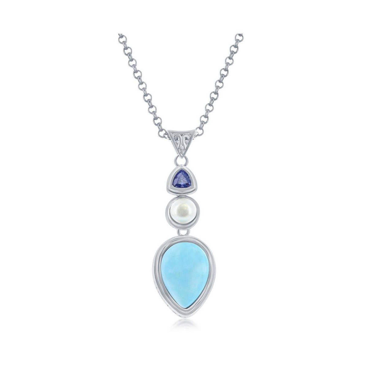 Click here for Sterling Silver Pearshaped Larimar with Fwp and Ta... prices
