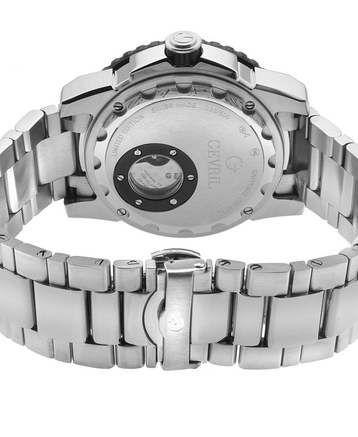 Gevril Men's Seacloud Swiss Automatic Silver-Tone Stainless Steel Watch ...
