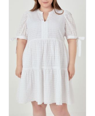 English Factory Plus Size Gingham Tiered Mini Dress - Macy's
