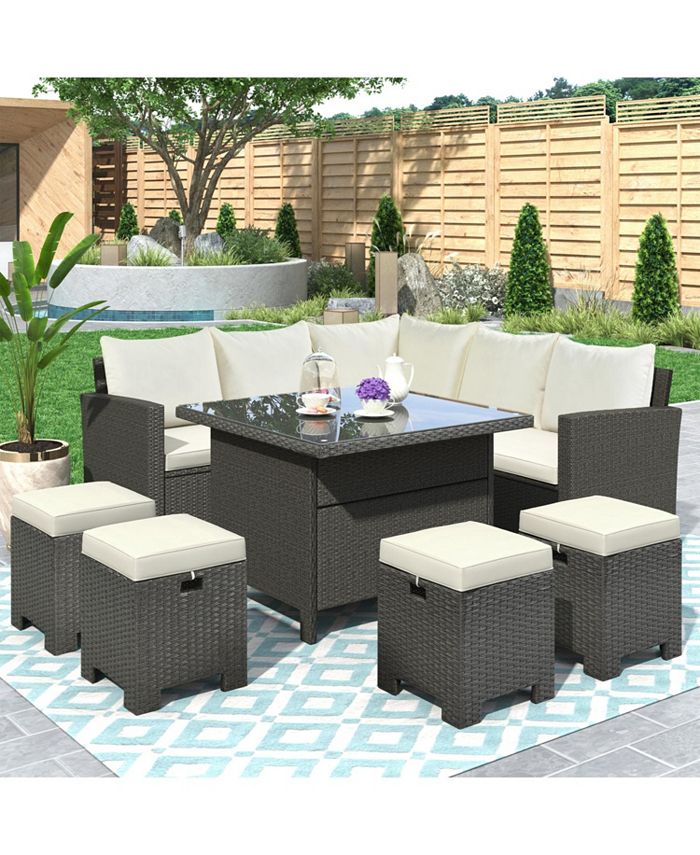 Simplie Fun Patio Furniture Set, 8 Piece Outdoor Conversation Set ...