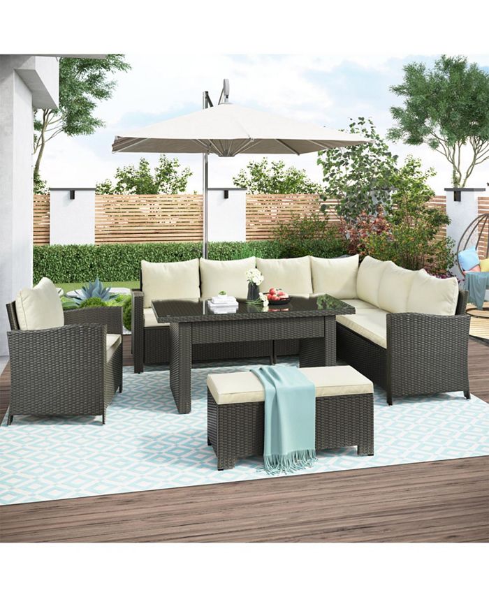 Simplie Fun Patio Furniture Set, 6 Piece Outdoor Conversation Set ...