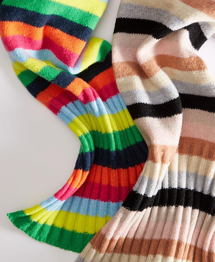 On 34th Women's Striped Wide-Ribbed Scarf, Created for Macy's - Macy's